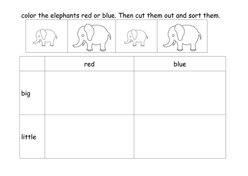 Carrol diagram: sort the elephants (link to Elmer) | Teaching Resources