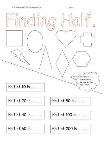 Finding halves/quarters of shapes & numbers (Y1/2) | Teaching Resources