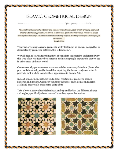 Islamic Geometrical Design Workbook | Teaching Resources