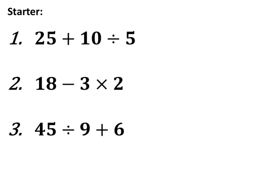 Starter Order of Operations | Teaching Resources