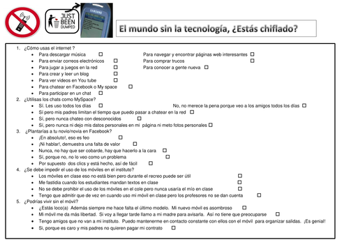 El mundo sin la tecnologia ¿Estás chiflado? | Teaching Resources