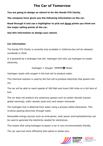 Hydrogen fuelled cars | Teaching Resources Hydrogen fuelled cars | Teaching Resources