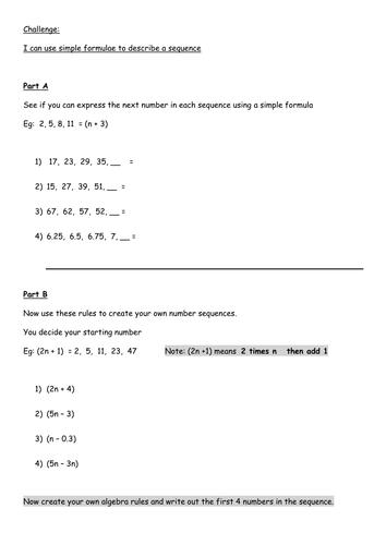 Differentiated Number Sequences | Teaching Resources