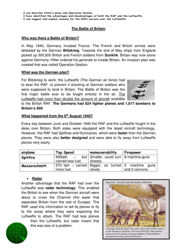 Battle of Britain | Teaching Resources