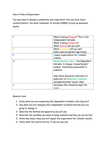 How to Plan an Experiment | Teaching Resources
