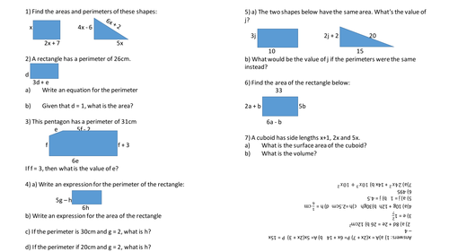 Perimeter using algebra by Chris1389 - UK Teaching Resources - TES