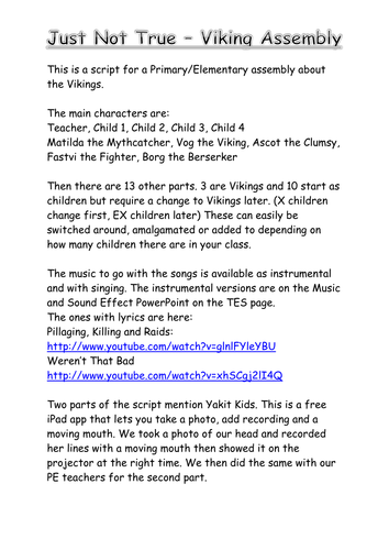 Another Vikings Assembly | Teaching Resources