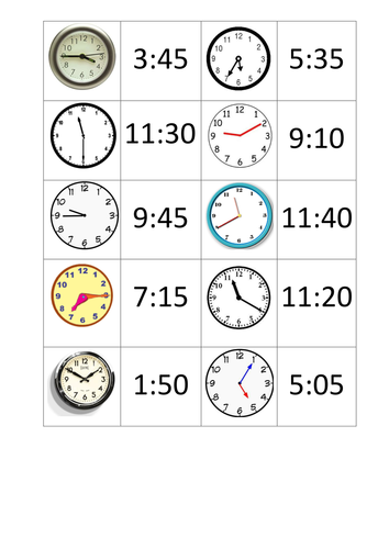 Matching Activity- Analog to Digital Time | Teaching Resources