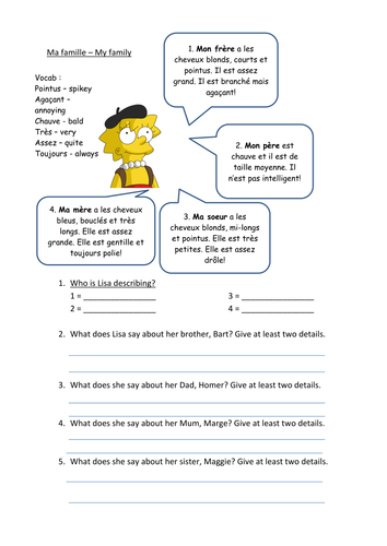 Ma famille | Teaching Resources