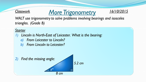 Trigonometry Bearings and Isosceles Triangles | Teaching Resources