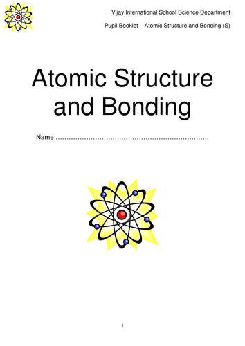 Atomic Structure And Bonding Booklet Teaching Resources