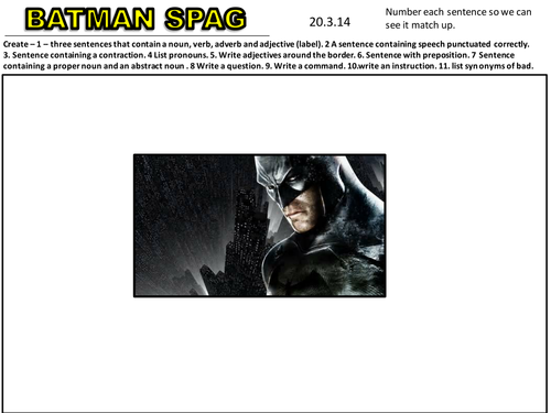 SPAG - Batman Theme | Teaching Resources