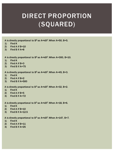 GCSE Direct Proportion Worksheet by - UK Teaching Resources - TES