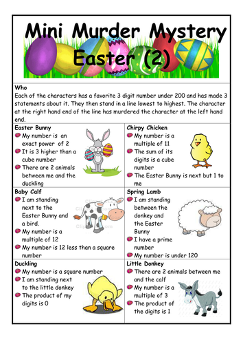 Easter mini murder mystery by whieldon - Teaching Resources - TES