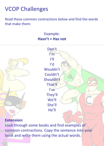 VCOP Tasks (Guided Reading or Other) | Teaching Resources