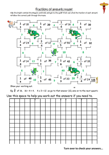 Whole Number Times Fraction Worksheets