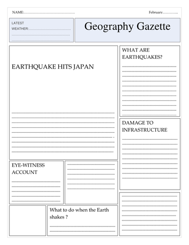 EARTHQUAKE NEWS | Teaching Resources