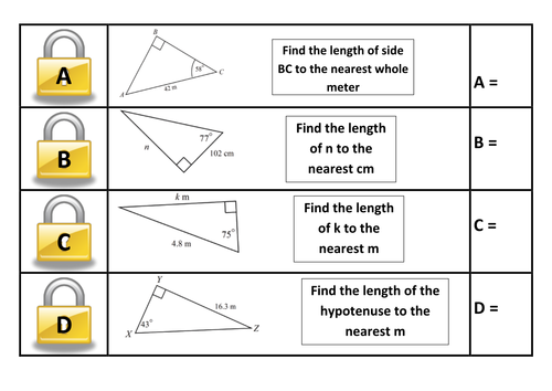 Lock Problem - Yr 10 Trigonometry | Teaching Resources
