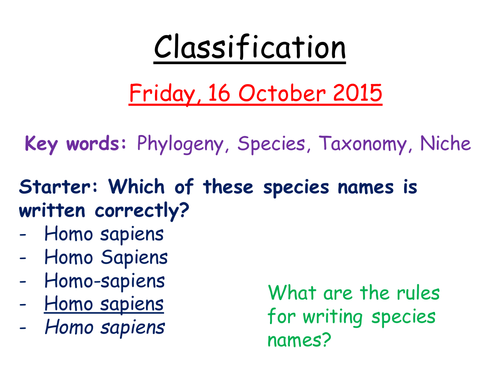 Phylogeny and classification | Teaching Resources