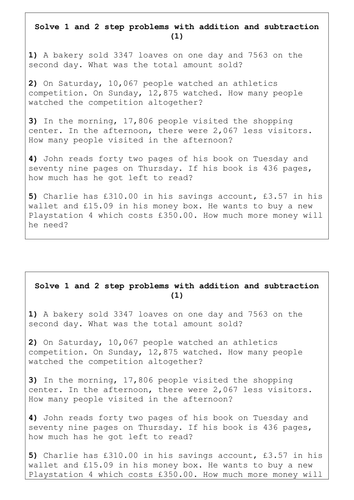 Year 6 - Solving Multi-Step Mathematical Word Problems (New Curriculum ...