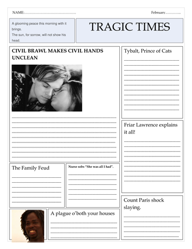 Romeo & Juliet News Headlines | Teaching Resources