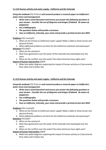 Water Conflicts (edexcel) | Teaching Resources