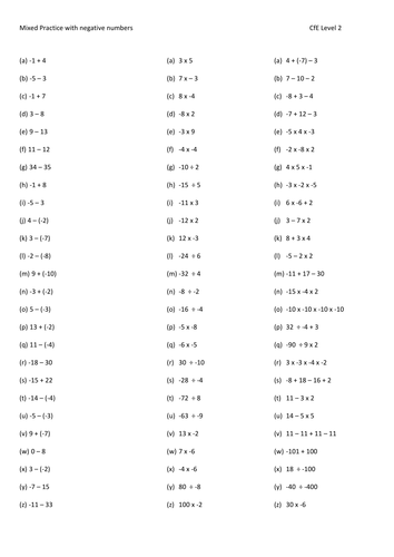 Negative number practice by - UK Teaching Resources - TES