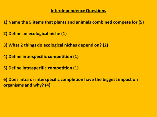 Interdependance quiz OCR Gateway B2 | Teaching Resources