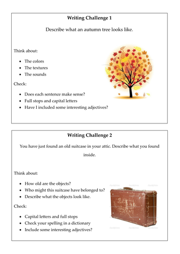 Writing Challenge Cards | Teaching Resources