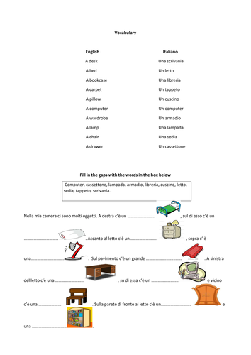 furniture in Italian | Teaching Resources