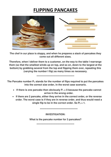The Pancake Problem | Teaching Resources