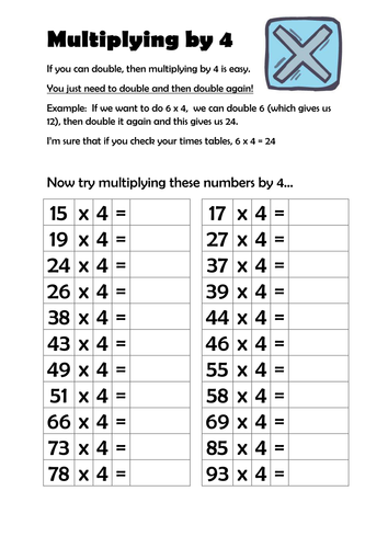 Multiplying by 4 and 8 - Doubling doubles | Teaching Resources