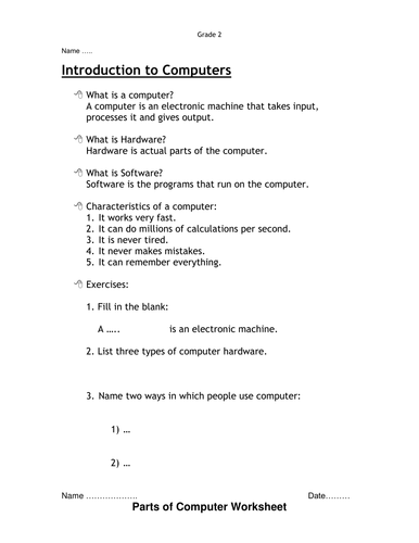 Learning about parts of computer | Teaching Resources