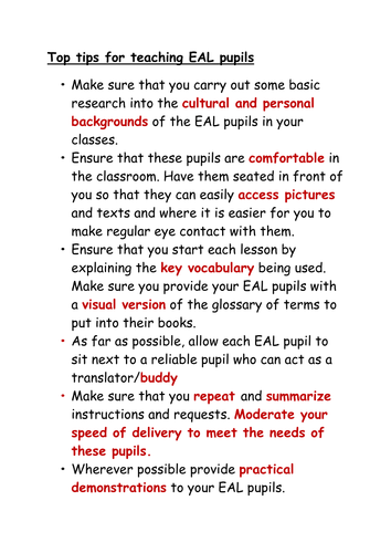 Top Tips for teaching EAL pupils | Teaching Resources