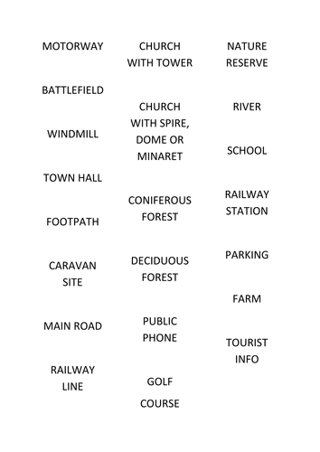 Map Symbol Bingo by beth2505 - Teaching Resources - TES