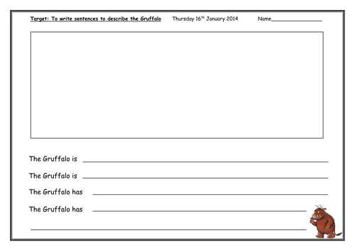 Write sentences to describe the Gruffalo | Teaching Resources