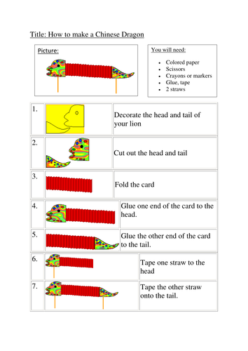 Independent Instruction Activity: Chinese Dragon | Teaching Resources
