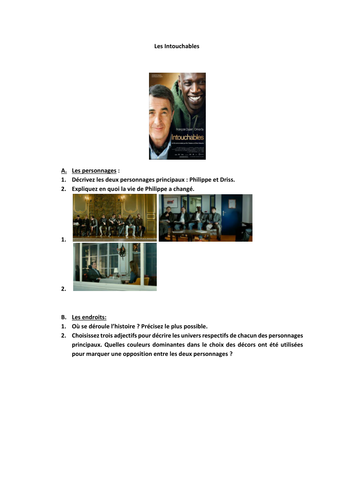 Les Intouchables film | Teaching Resources