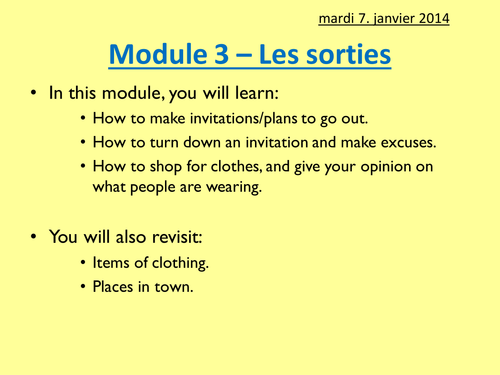 Les sorties / Les invitations | Teaching Resources