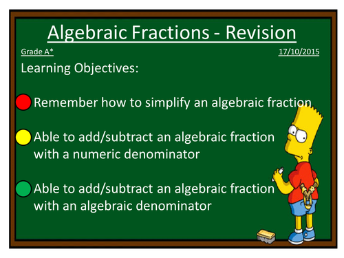 Algebraic Fractions - Revision | Teaching Resources