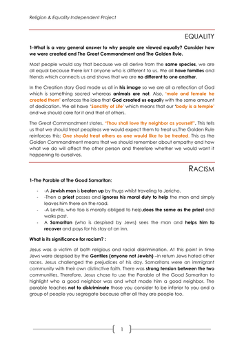 Religion & Equality: Other Religions by JMR4168 - Teaching Resources - TES