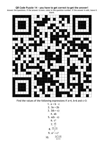 QR Code Puzzle 14 - Substitution | Teaching Resources