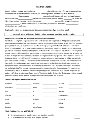 French AS technology & mobile phones | Teaching Resources