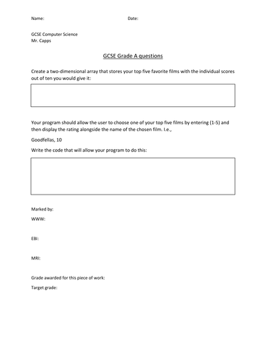 Arrays in Python starter activity | Teaching Resources