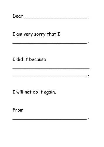 Apology writing frame | Teaching Resources