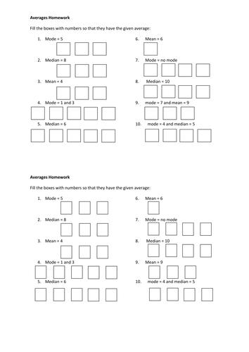 Averages Homework - fill in the gaps | Teaching Resources Averages Homework - fill in the gaps | Teaching Resources