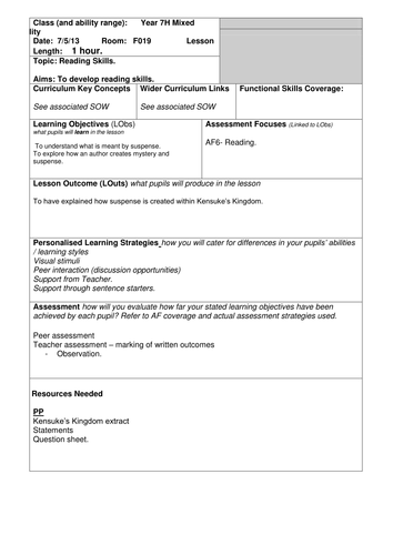 Lesson on How Mystery & Suspense is created | Teaching Resources