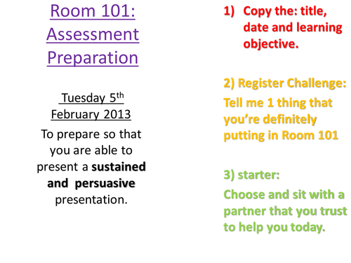 Room 101 Speaking & Listening Scheme of Lessons | Teaching Resources