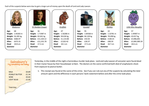 Decimals and rounding murder mystery | Teaching Resources