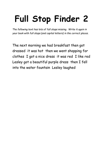 Full Stop Finder 2 | Teaching Resources